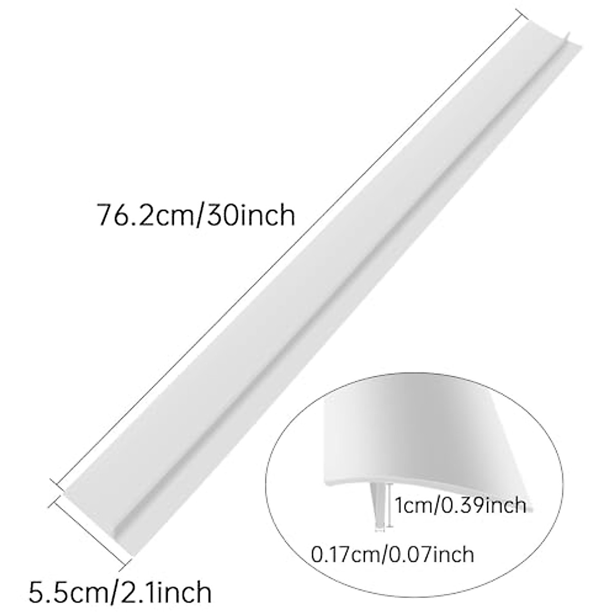 MSDADA 2 Pcs Silicone Stove Counter Gap Cover, Kitchen Counter Gap Anti-Slip Filler for Seals Spills Between Counter, Stovetop, Oven, Washing Machine (30 Inches, White）