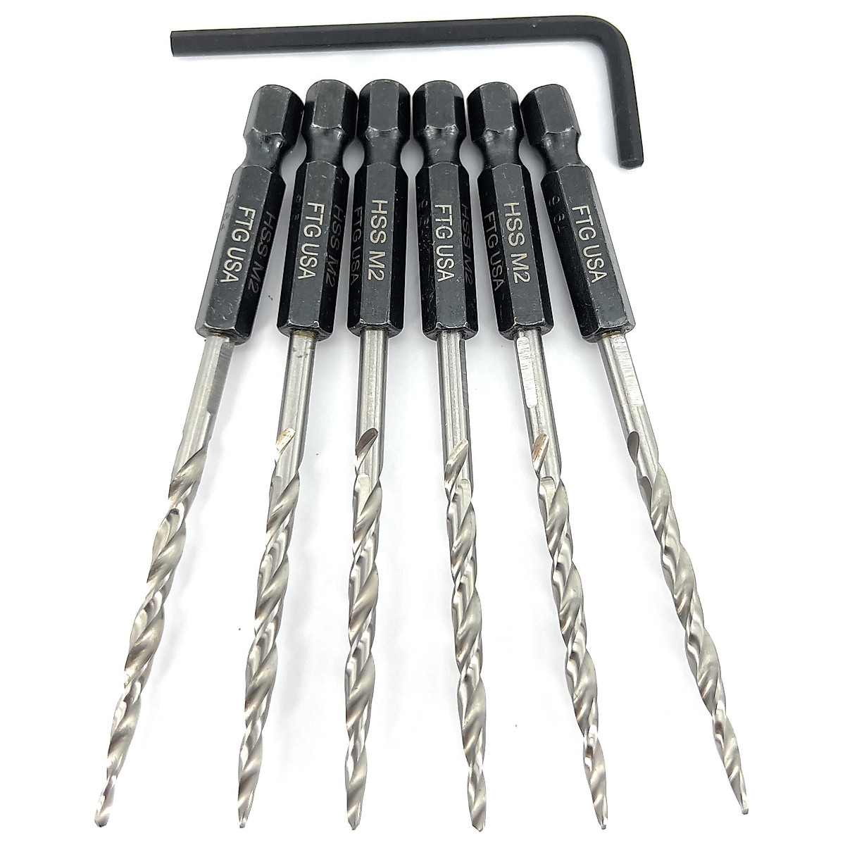 FTG USA Replacement Tapered Countersink Drill Bit Set 6 Pc (#6) 9/64"