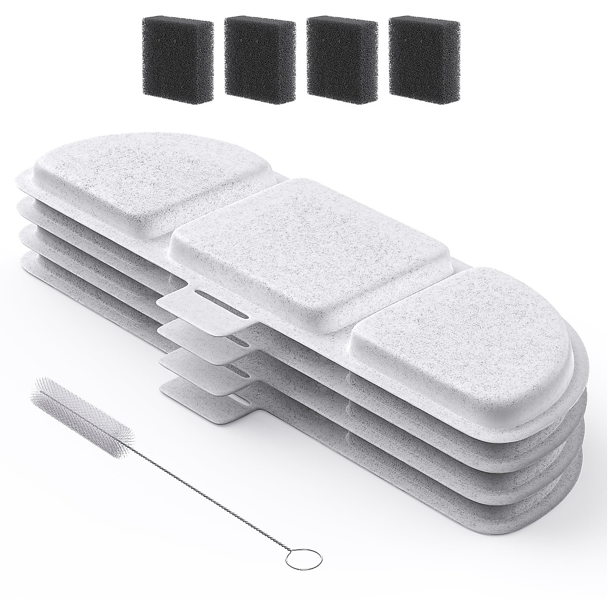 WUIPET Pet Water Fountain Filter Set: 4 Pack Official Replacement for Cat Fountain, Triple Filtration System, 2 Months Set of Replacement Filters…