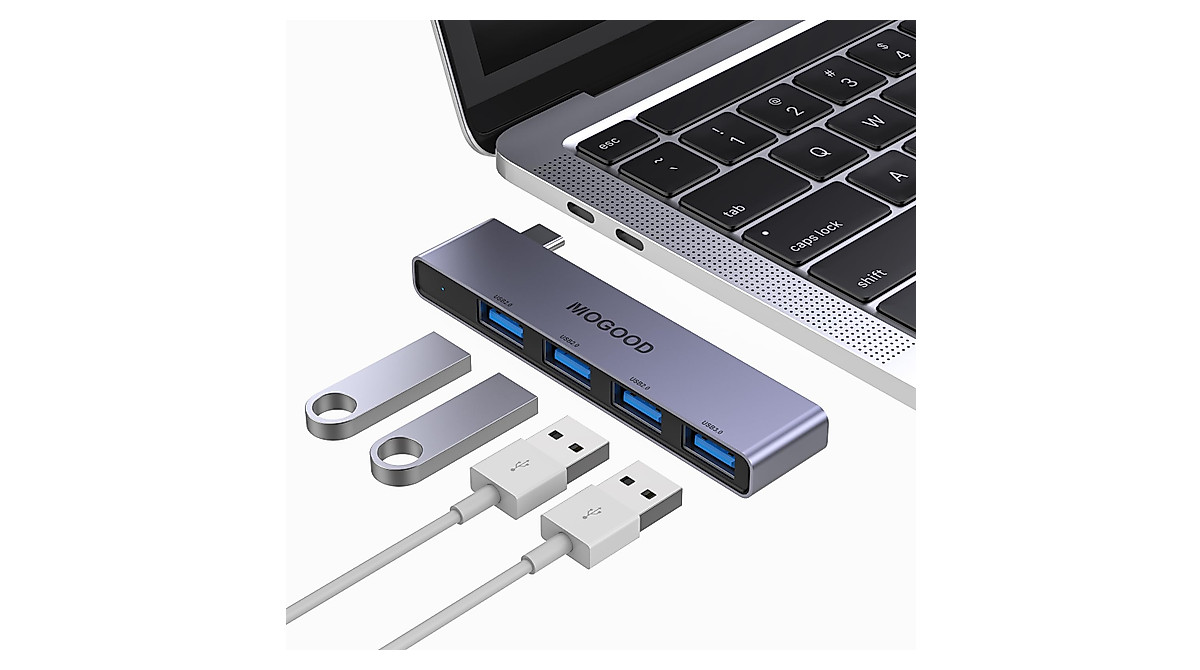 MOGOOD USB C Hub 4 Ports - Fast & Portable USB Adapter
