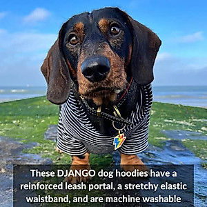 DJANGO Dog Hoodie and Super Soft and Stretchy Sweater with Elastic Waistband and Leash Portal (Medium, Black)