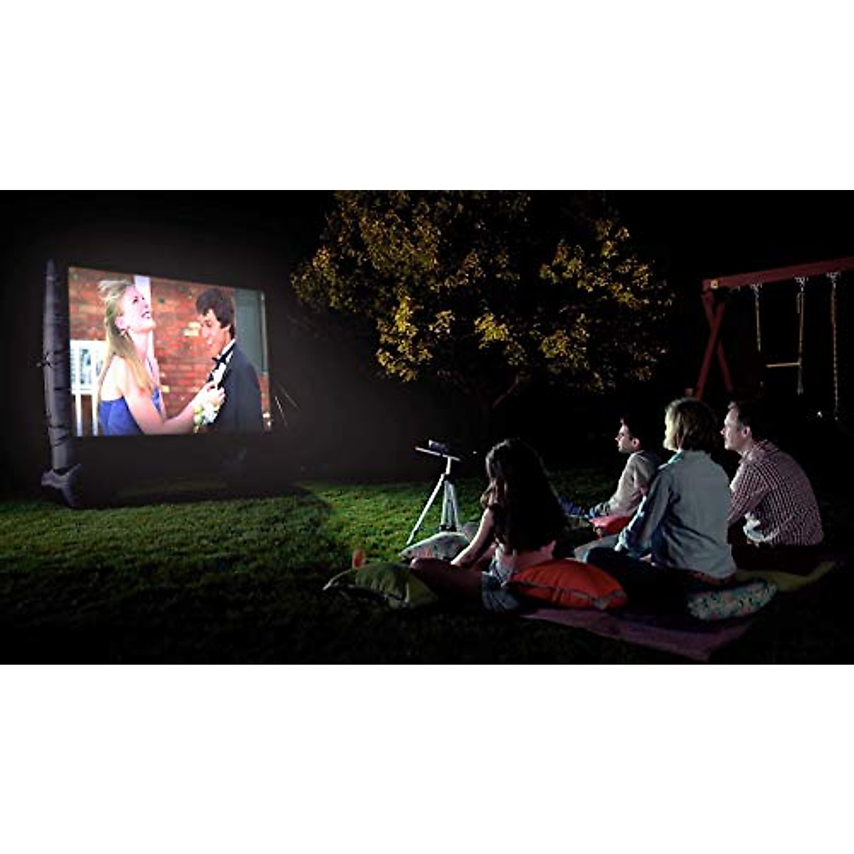 Total HomeFX Pro Weather-Resistant Inflatable Theatre Kit with Outdoor Projector, Projection Screen, and Projector Stand