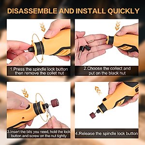 Rotary Tool, Handstar Rotary Tool Kit, 6 Variable Speed Electric Drill Set, Large LED Screen Display, 10000-35000 RPM with Flex Shaft and Carrying Case, for Grinding Carving Polishing etc