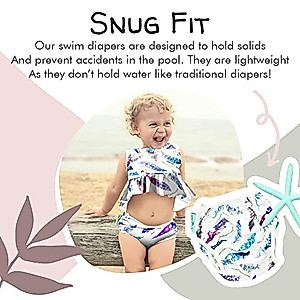 Reusable Swim Diaper and Top for Babies, Infants & Toddlers - Adjustable Girls Swimming Diaper 0-2 Years, Eco-Friendly Washable with Snaps – Tribal Feather – 1 Set by Will & Fox
