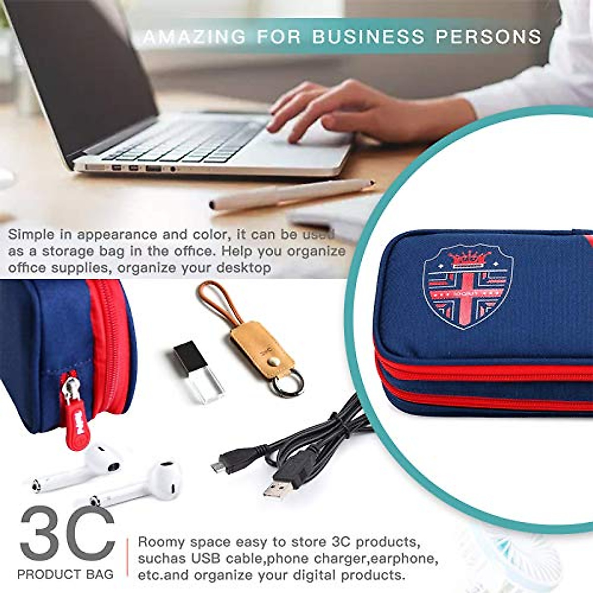 Large Capacity Pencil Case,Uhans Pencil Pouch with Double Zipper and 100% Polyester Sturdy Material,Pencil Box for Kids Can Be Multi Used in School and Office Makeup Bag