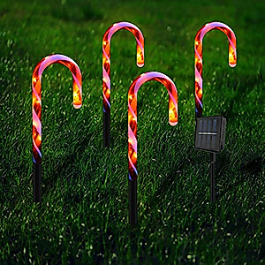 Christmas Candy Cane Lights,Solar Christmas Lights， Xmas Candy Cane Lamp Christmas Decorations， for Home Garden New Year Christmas Ornaments ，2pcs
