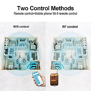 MHCOZY Updated WiFi Wireless Smart Switch Inching Self-Locking Relay Module,Set Inching Time from 0.5 Second to 1 Hour,be Applied to Access Control,DIY WiFi Garage Door Opener (1CH WiFi RF)