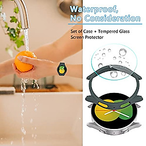 Haojavo [4+6Pack] for Samsung Galaxy Watch 5/Galaxy Watch 4 44mm Screen Protector Case, 4 Pack Hard PC Cover Protective Bumper Shell + 6 Pack Tempered Glass Film for Galaxy Watch 44mm Accessories