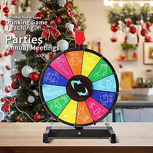 Hooomyai 12" Tabletop Spinning Prize Wheel 12 Slots Heavy Duty Editable Spinning Wheel with Dry Erase Markers & Eraser for Fortune Spin Game Tradeshow Carnival