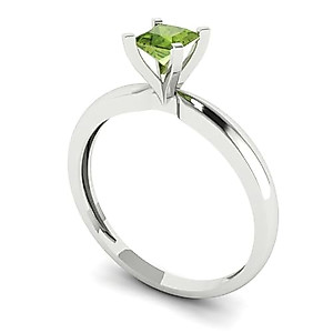 Clara Pucci 0.50 ct Princess Cut Solitaire Genuine Natural Green Peridot Engagement Bridal Promise Anniversary Ring 14k White Gold