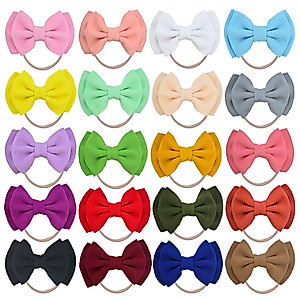 Prohouse 20 PCS Big Bows Baby Nylon Headbands Hairbands Hair Bows Elastics for Baby Girls Newborn Infant Toddler Child Hair Accessories