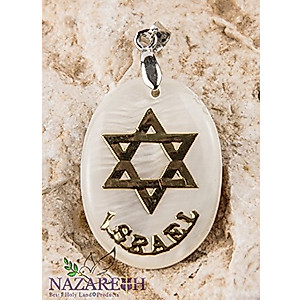 Star of David Pearl Pendant Mother of Pearl Israel Magen David Amulet Jerusalem