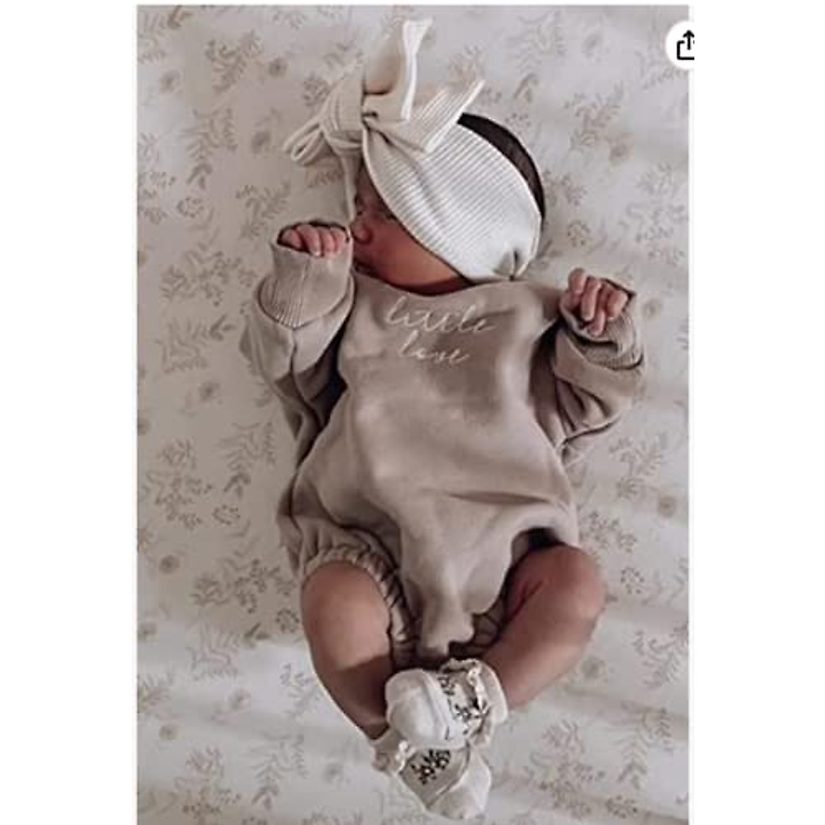 OikMombiu Newborn Baby Girl Boy Valentine's Day Outfit Little Love Crewneck Sweatshirt Onesie Bubble Romper Spring Fall Clothes(Little Love Purple, 3-6 Months)