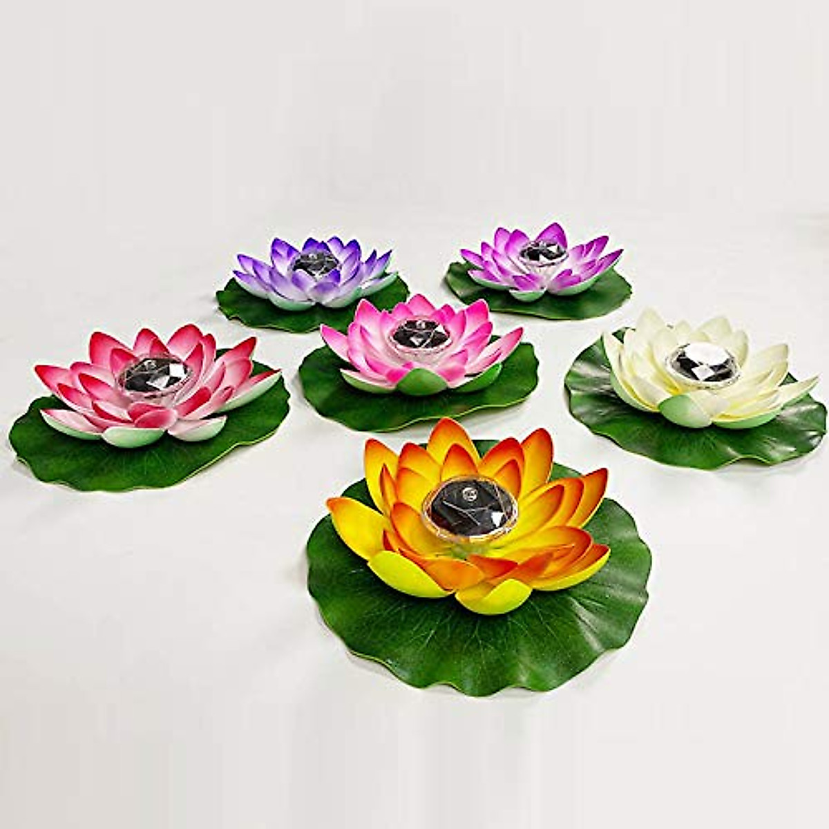 RNSUNH Solar Floating Lotus Lights Solar Power Energy Floating Lotus Flower LED Accent Light Floating Pool Flower Lights for Swimming Pool Yard Garden Wedding Decor