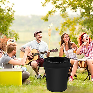 3pcs 32 Gallon Stretch Spandex Trash Can Covers, Premium Black Outdoor Waste Container Cover Fitted Garbage Can Cover for Round Waste Container Bin, Not Include Tran Can