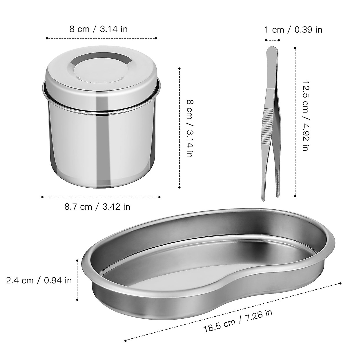 iplusmile Medical Tray Stainless Steel Instrument Tray Sterilizer Surgical Tray with Sterilizing Jar and Tweezer