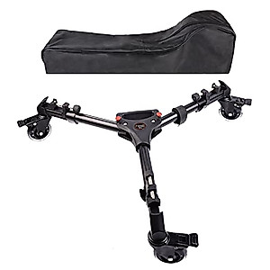 Famall Photography Tripod Dolly, Heavy Duty Tripod Dolly with 3" Wheels, Adjustable Legs and Carry Bag, Portable Tripod Wheels Compatible with Most Video Tripods and Light Stands