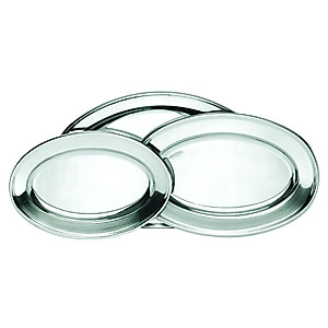 Update International (OP-16) 15 3/4" x 10 1/2" Oval Stainless Steel Platter