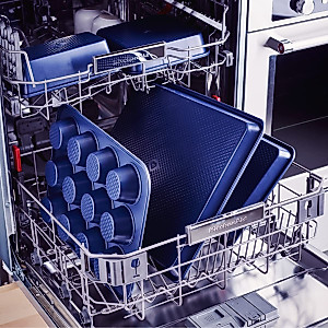 Blue Diamond Bakeware Diamond Infused Ceramic Nonstick, 8" Square Cake Baking Pan, Dishwasher and Freezer Safe, PFAS-Free, Blue