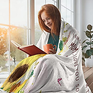 AIYUBOFUN Mothers Day Mom Gifts - Gift for Mom for Mother's Day - Mom Gifts from Daughter or Son for Mother Day - Mother s Day Gifts for Mom - Sunflower Throw Blanket 60 x 50 inch