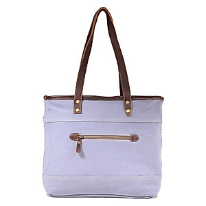 Myra Bag Californian Vibe Upcycled Canvas & Leather Tote Bag S-1624