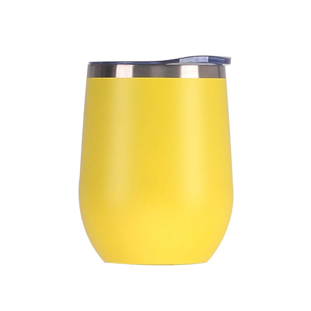 Gteller 12 oz Stainless Steel Wine Tumbler Stemless Glasses with Lid, Double Wall Insulated Travel Mug Perfect for Wine, Coffee, Drinks, Champagne, Cocktails (Yellow)