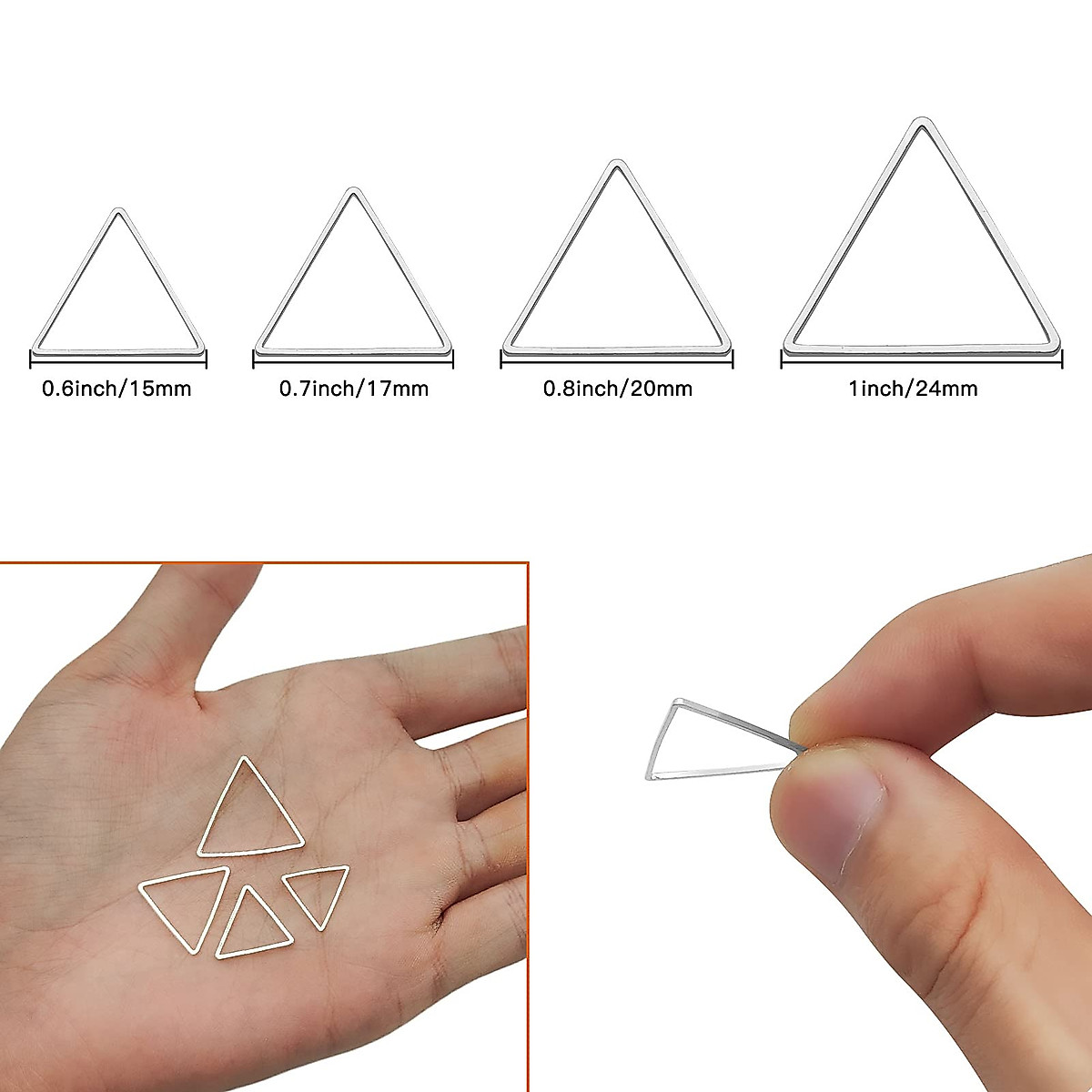 70Pcs Triangle Earring Beading Hoop,4Sizes Silver Earring Bead Connector Links Open Bezels Linking Rings Earrings Pendant for DIY Jewelry Making Finding,Earring Necklace,Crafts Supplies