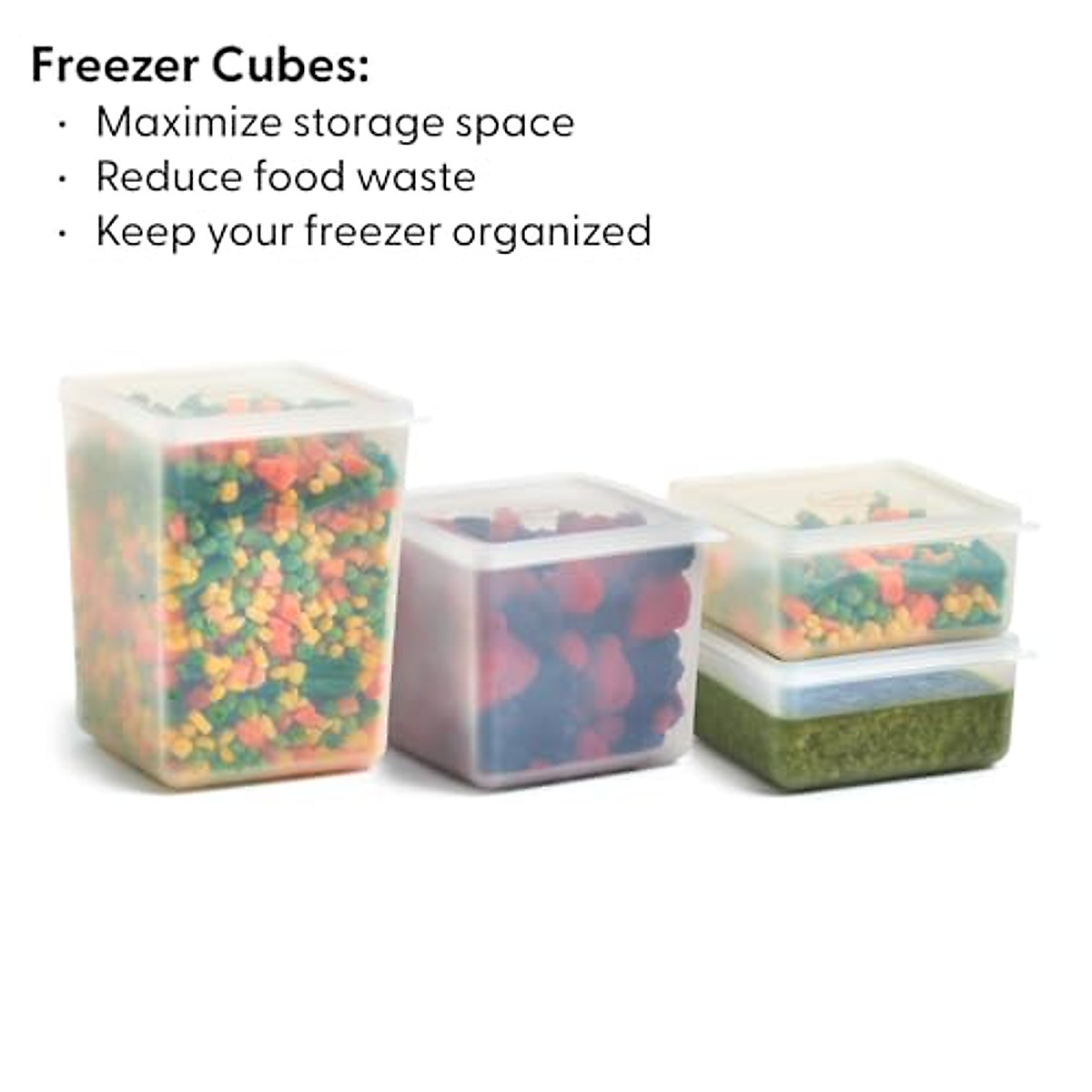 W&P Freezer Cubes | Reclaim Your Freezer With Tidy Stackable Frozen Food Containers | 64 oz | Freezer safe, BPA Free, Dishwasher Safe, Microwave Safe