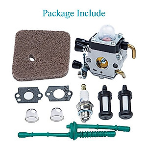 HOODELL Adjustable FS55 Carburetor, Easy-Start FS 55 Carb with Rebuild Kit, Premium FS55R FS45 Carburetor for ZAMA STIHL String Hedge Trimmer Weed Eater Parts with Fuel Line Kit