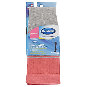 Dr. Scholl's Women Graduated Compression (1pk) Socks, Multi-colored, Women s Shoe Size 4-10 US