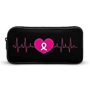 Pink Ribbon Breast Cancer Awareness Teen Adult Pencil Case Large Capacity Pen Pencil Bag Durable Storage Pouch