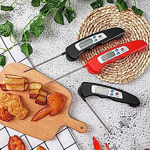 Xuhal 12 Pcs Digital Meat Thermometer Foldable Waterproof Kitchen Cooking Food Thermometer BBQ Candy Thermometer with Magnet Digital Food Probe for Cooking Kitchen Beef Accessories Kitchen Gadgets