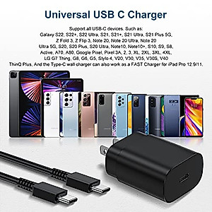 For Samsung s21 s22 USB C Charger,25W Super Fast Phone Charger Type C Wall Charger with 6ft USBC to USBC Fast Charging Cable for Samsung Galaxy S22 Ultra/S22+/S21/S21 Ultra/S21+/S20/Note 10/20/Z Fold3