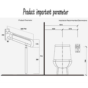 CRODY Folding Handicap Grab Bars Rails Toilet Handrails, Bathroom Grab Bar, U-Shaped Armrest, Wall-Mounted Straight Hair Towel Rack, Sturdy Stainless Steel Shower Safety Handle for Bathtub, Toilet, Ba