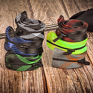 SF Fishing Spinning Rod Socks Braided Mesh Rod Sleeve Cover Protector Pole Gloves Six Colors 6PCS Fit Spinning Rod 6-1/2FT to 7-1/2FT