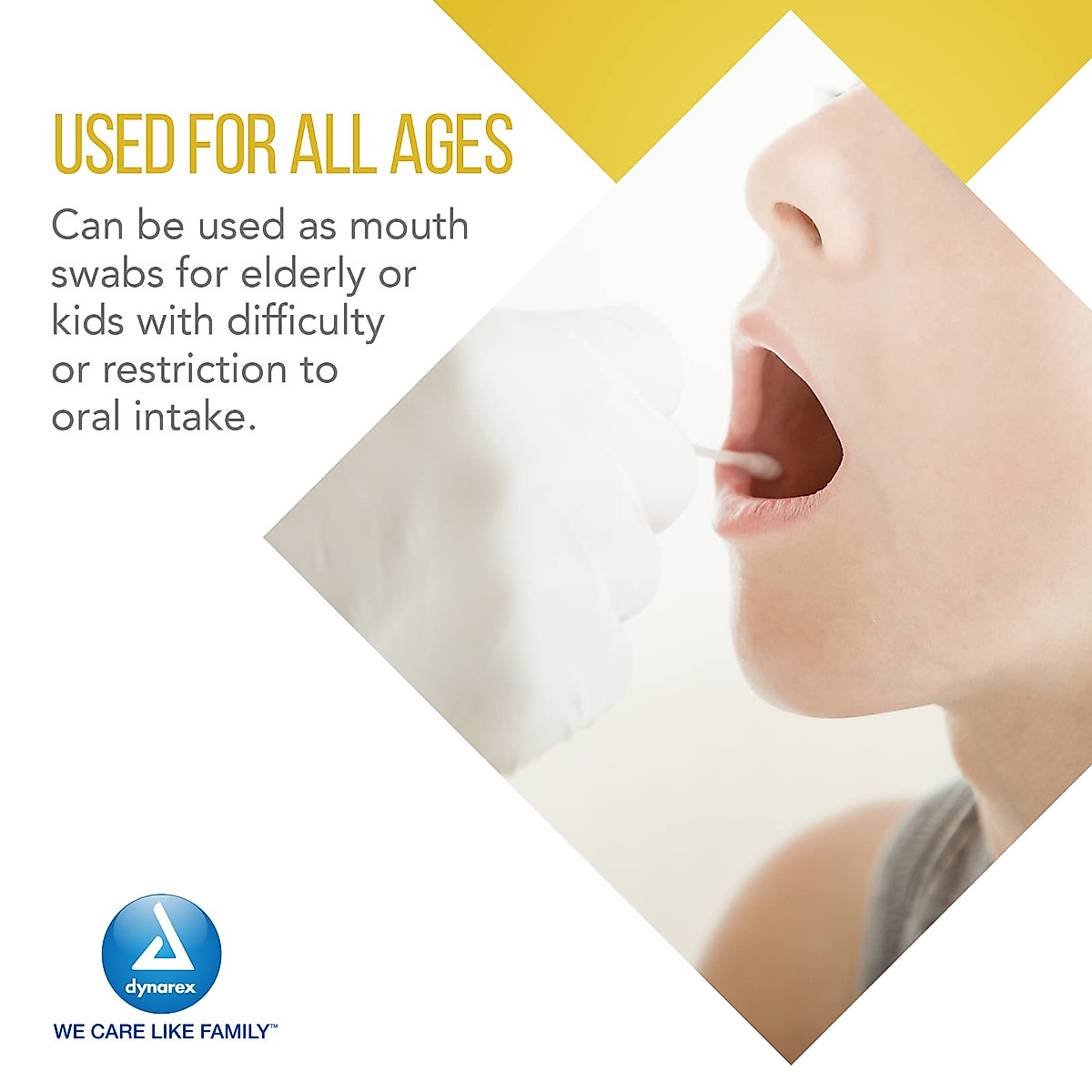 Dynarex Lemon-Glycerin Swabsticks, Pleasant Tasting Cotton Swabs That Gently Soothes and Refreshes Dry Mouth, 3 Oral Swabsticks per Packet, 1 Box of 75 Lemon-Glycerin Swabsticks