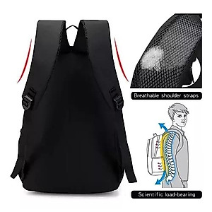 Luke Sports Heavy Duty Notebook Backpack Black and Red Three Front Pockets Two Side Pockets Scratch-Proof Fabric