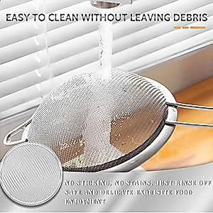 BLMHTWO 2 Pack Fine Mesh Strainer Stainless Steel Small Sieve (3.15inch) with Handle Widened Edge Kitchen Colander Infuser for Loose Tea Coffee Juice Flour Spices Baking Tea Strainer