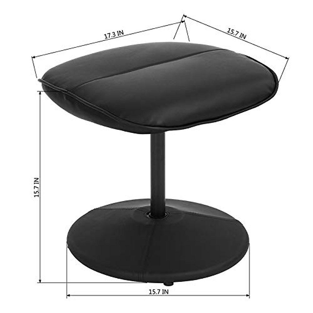 Leather Lounge Recliner Chair Swivel Leisure Seat w/Ottoman Footrest Stool Black