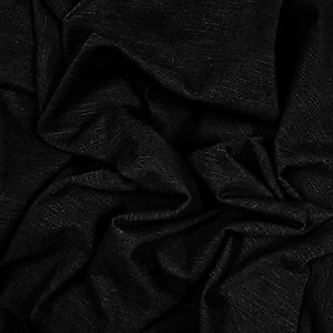 Texco Inc Solid Slub Spandex Jersey Knit Cotton Blend/Apparel DIY Fabric, Black 1 Yard