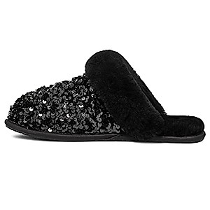 UGG Women's Scuffette Ii Chunky Sequin Slipper, Black, 5