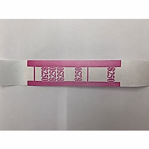 Currency Straps - Self Sealing Money Bands, 250 Pink, 500 pack