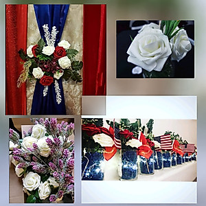 Mellamo Artificial Flowers Fake Ivory Roses 50 PCS w/Stem Fake Rose Flower Heads for Valentine's DayBouquets for Wedding Pink Decorations Centerpieces Arrangements Party Home Garden Decor (Ivory)