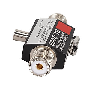 Coax Surge Protector, BL‑2000 Coaxial Lightning Surge Protector Coaxial Lightning Arrestor PL259 Female to PL259 Female Coaxial Lightning Arrestor