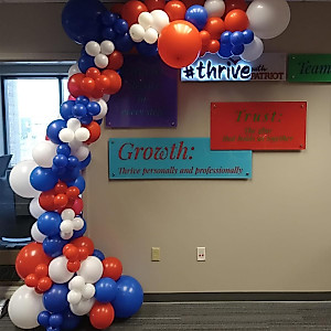 MABAY Blue Red White Balloons Arch Garland Kit, 147 Pcs Royal Blue Red White Confetti Blue Red Balloon for Graduation Birthday Party Baby Shower Wedding Decorations