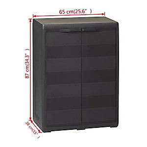 vidaXL Garden Storage Cabinet with 1 Shelf Patio Outdoor Terrace Balcony Tool Organizer Locker Cabinet Furniture Black 25.6"x15"x34.3"