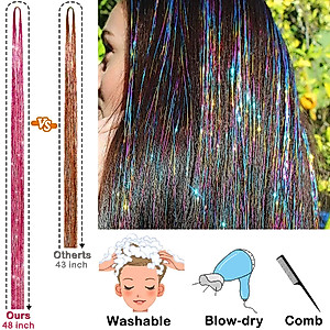 GrennMauler Hair Tinsel Kit (48 Inch, 20 Colors, 4800 strands), Tinsel Hair Extensions with Tools， Heat Resistant Fairy Hair Tinsel Kit for Women Hair Accessories