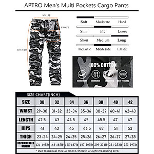 APTRO Men's Cargo Pants Camo Casual Work Military Tactical Pants Gray Camo 34
