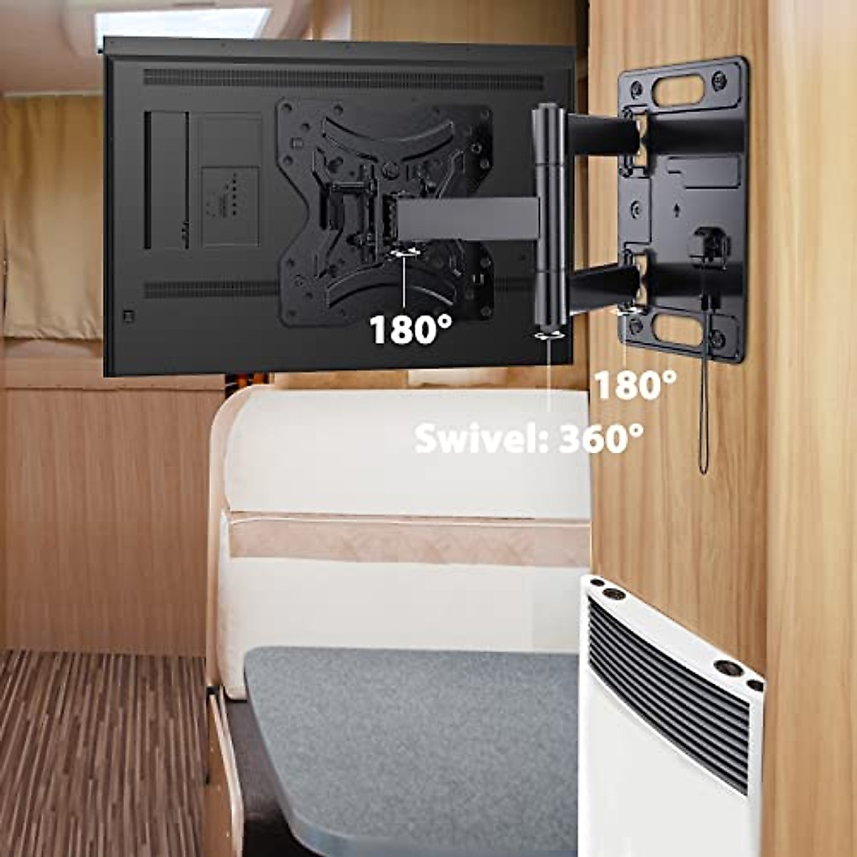 PERLESMITH Lockable RV TV Mount for 13-42 Inch TVs up to 77 lbs, RV TV Mount for Camper Trailer Motor Home Truck, Full Motion RV TV Wall Mount with Articulating Arm Swivels Tilts, Max VASE 200x200mm