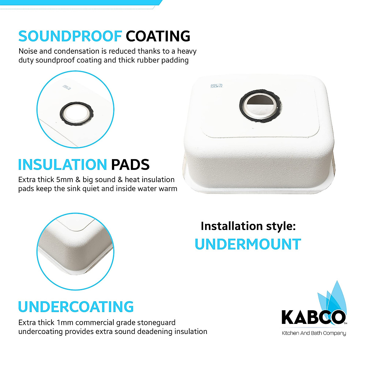 KABCO 23 Inch Single Bowl Stainless Steel Classic Kitchen Bar Sink, Rust, Sound and Heatproof Swirl Finish Stainless Steel Deep Sink with Kitchen Sink Strainer, Bottom Sink Grid and a Rolling Up Grid